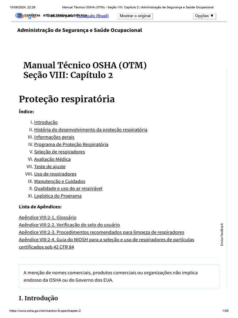 Manual Técnico OSHA (OTM) - Seção VIII - Capítulo 2 - Proteção ...