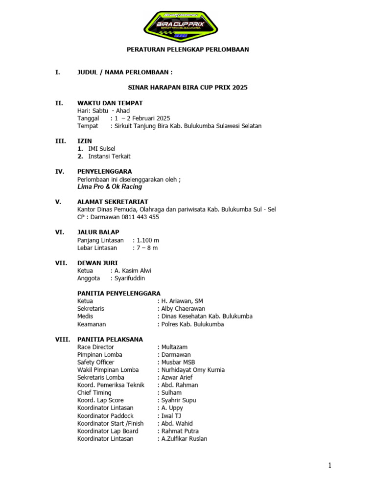 PPL Bira Cup Prix 2025 | PDF