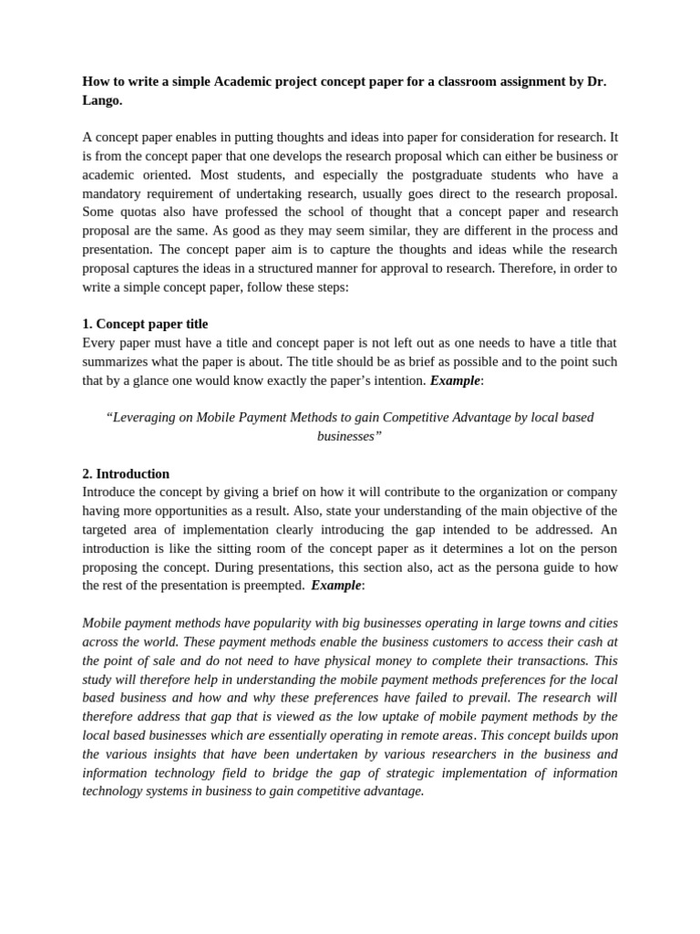 How To Write A Concept Paper 2 | PDF | Competitive Advantage | Methodology