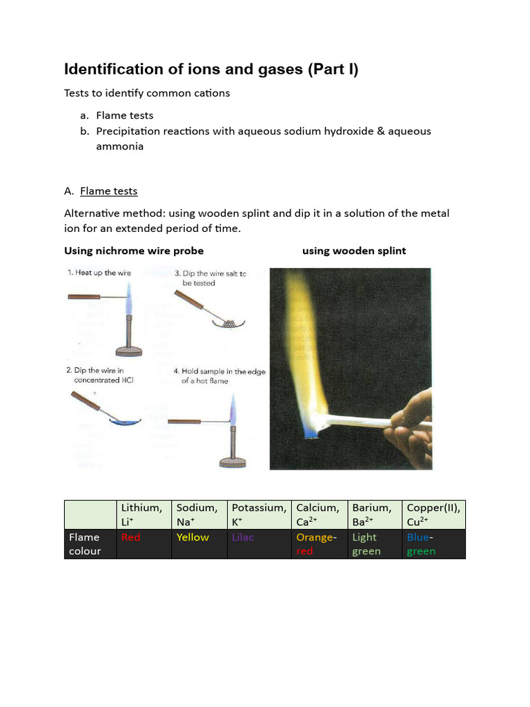 Identifying Ions: Flame Tests & Precipitation | PDF | Hydroxide ...