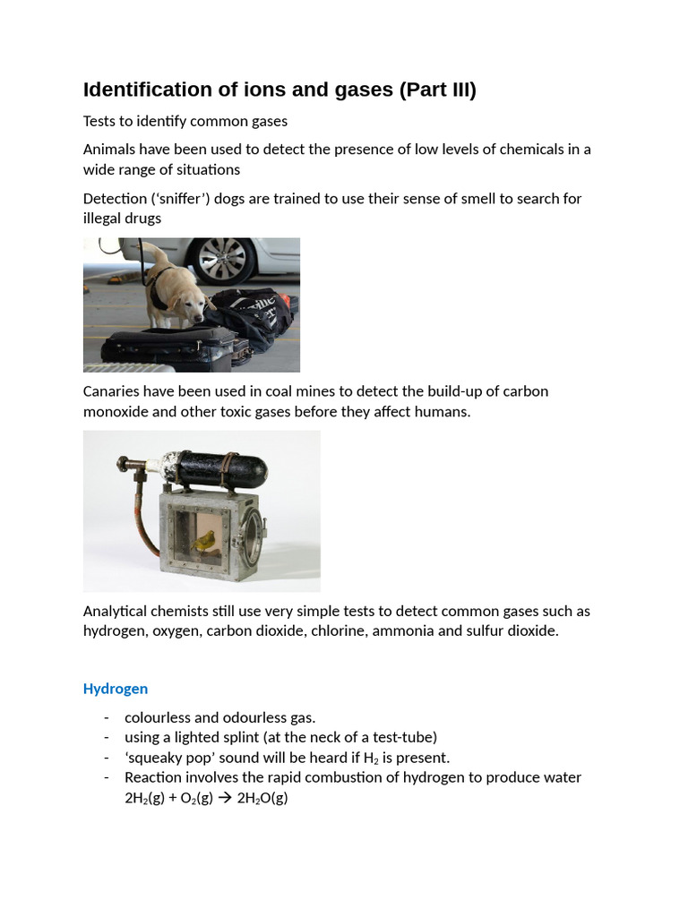 Identification of Ions and Gases (Part III) | PDF | Chlorine | Ammonia
