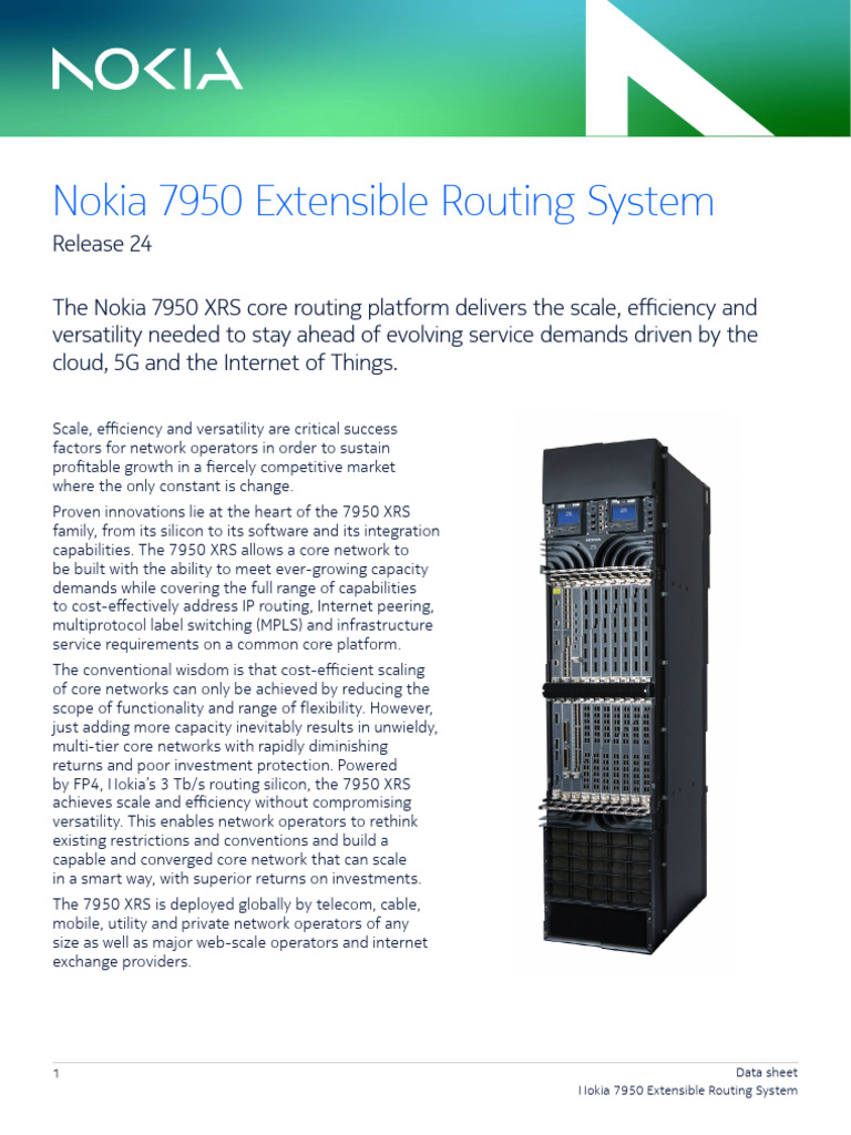 Nokia 7950 Extensible Routing System Data Sheet EN | PDF | Networking | Multiprotocol Label ...