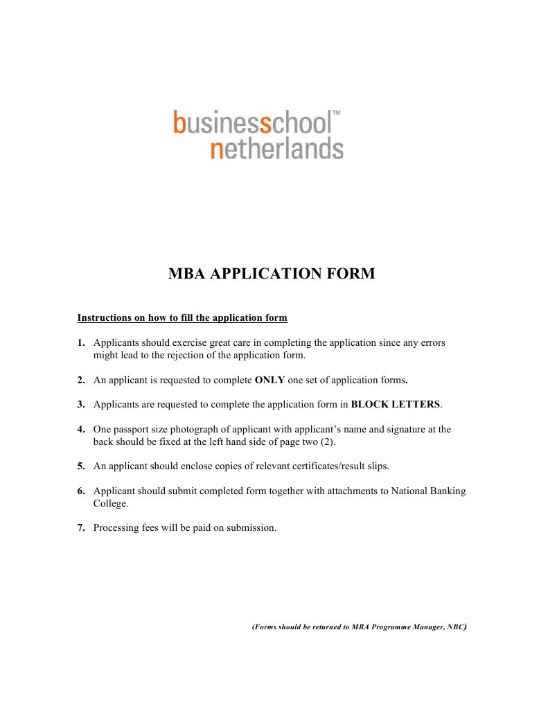 Instructions for Completing an MBA Application Form | PDF | Further ...