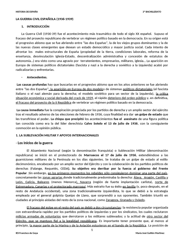 La Guerra Civil Española | PDF | Francisco franco | guerra civil Española