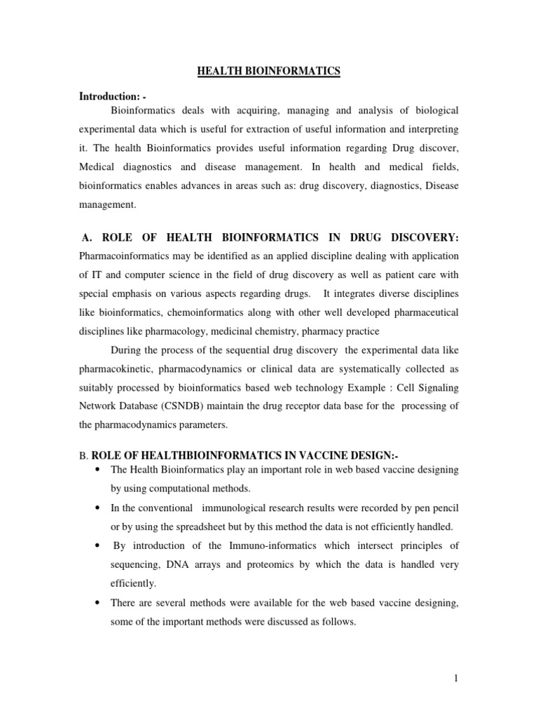 Unit III Health Bioinformatics Pharmacogenomics | PDF | Bioinformatics ...