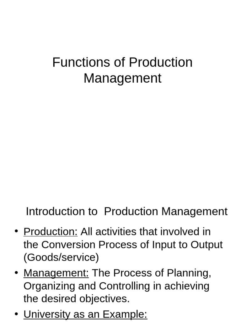 Functions of Production MGT | PDF
