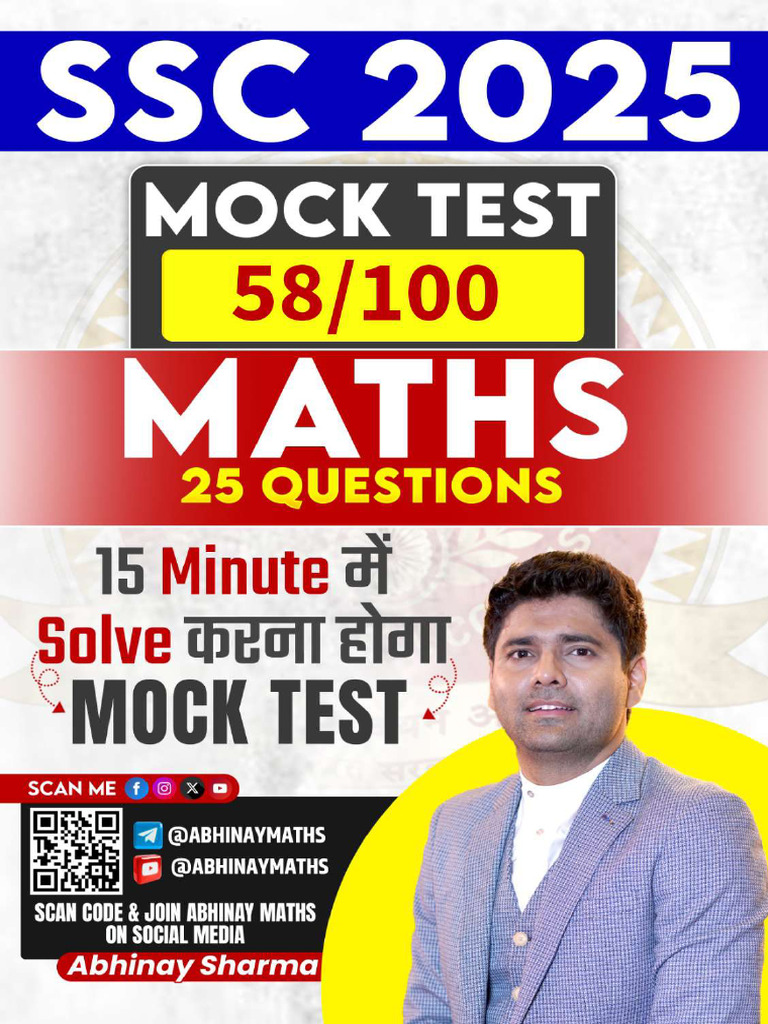Maths Mock Test - 58 by Abhinay Sharma Sir | PDF