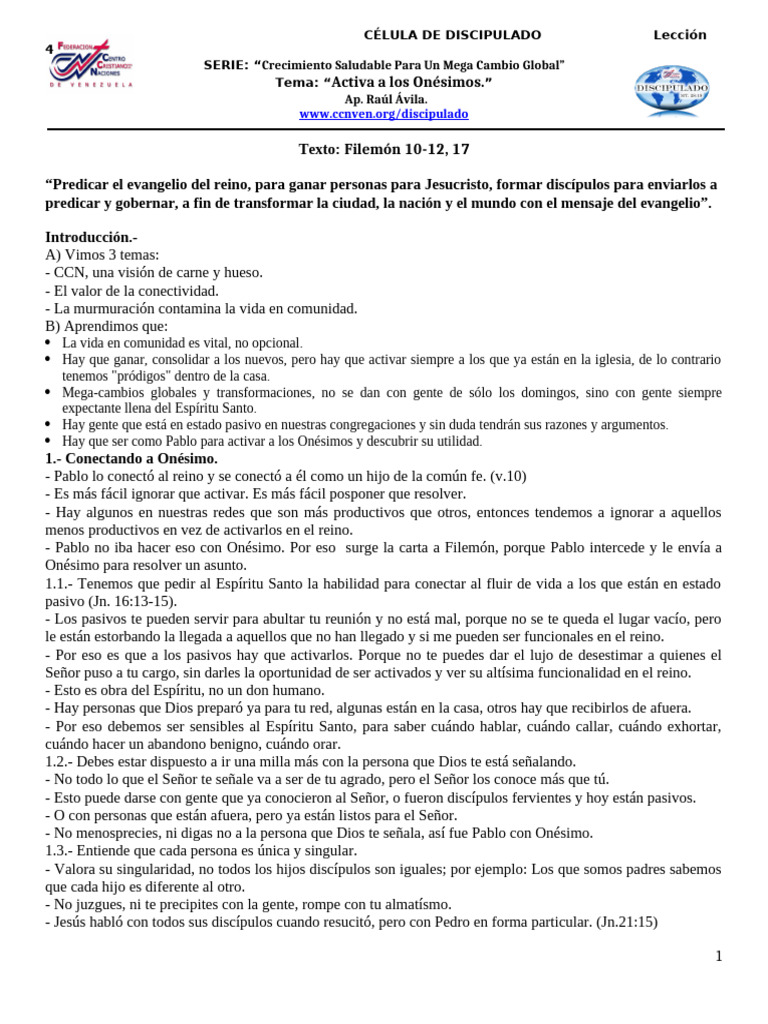 4 - Activa A Los Onésimos | PDF | Pablo el apóstol | Epístola a Filemón
