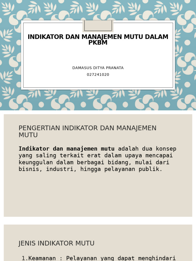 Damasus Ditya Pranata (027241020) TM 12 Indikator Dan Manajemen Mutu Dalam PKBM | PDF