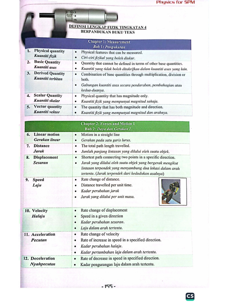 Definisi Fizik Mengikut Bab | PDF