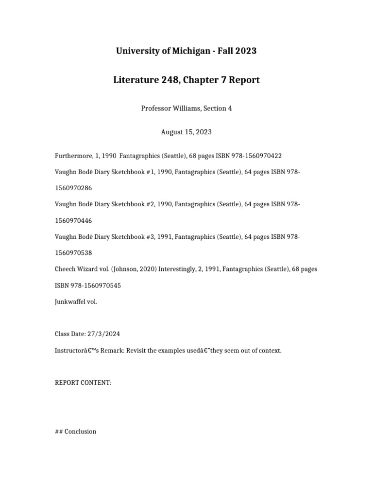 Literature 248 Chapter 7 Report | PDF | Comics | American Comics