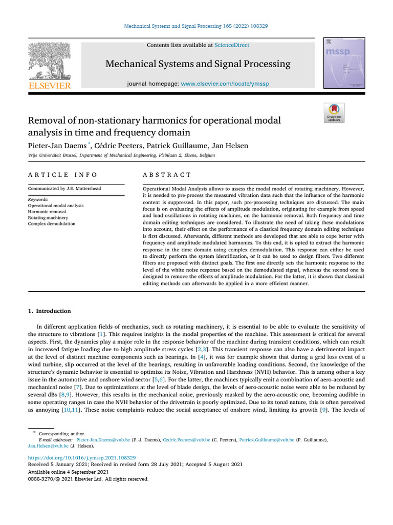 2022_Daems_Removal of non-stationary harmonics for operational modal analysis in time and ...