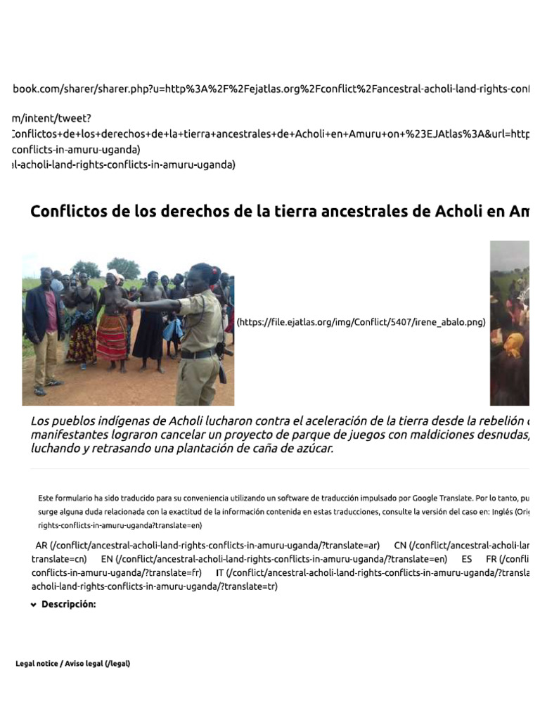 Conflictos de Los Derechos de La Tierrra en Amuru, Uganda, Acholi | PDF