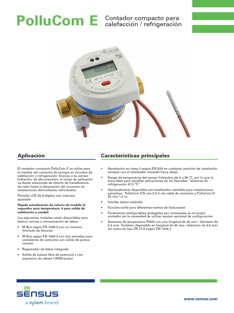 ES - PolluCom E Data Sheet (1) | PDF | Menú (Computación) | Sensor