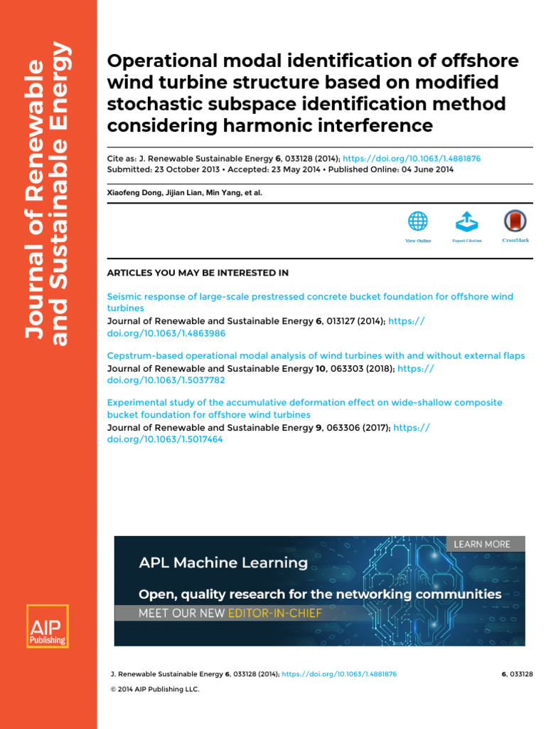 Dong 2014 Operational Modal Identification Offshore Wind Turbine Ssi