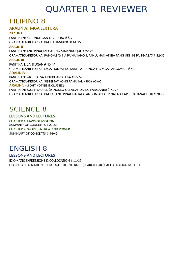 Q1 REVIEWER (Unfinished) | PDF