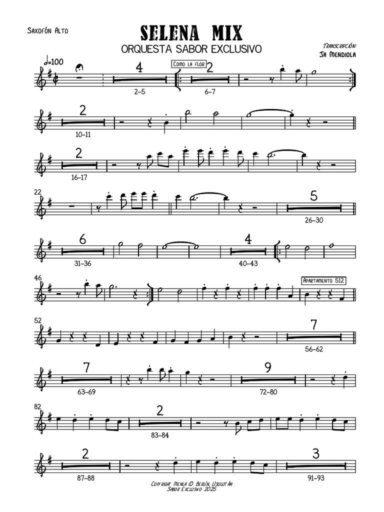 Selena Mix - Saxofón Alto | PDF