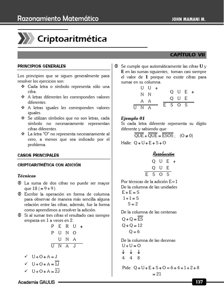07 Criptoaritmetica | PDF | División (Matemáticas) | Álgebra abstracta