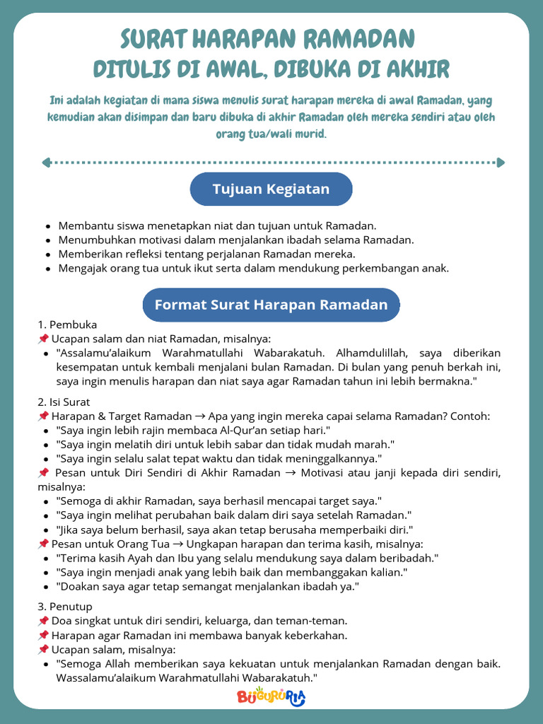 Surat Harapan Siswa di Ramadan | PDF