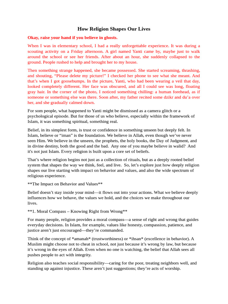 How Religion Influences Our Lives | PDF | Faith | Prayer
