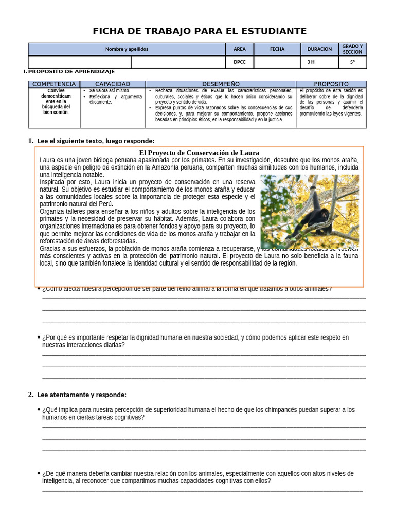 Unidad 6 - Ficha - Sem 1 - DPCC 5° | PDF | Sociedad | Perú
