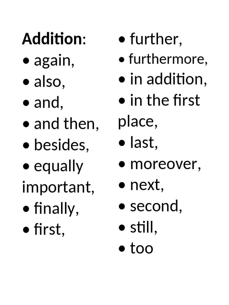 Transitional Words Logical Sequence Connectors | PDF | Logic