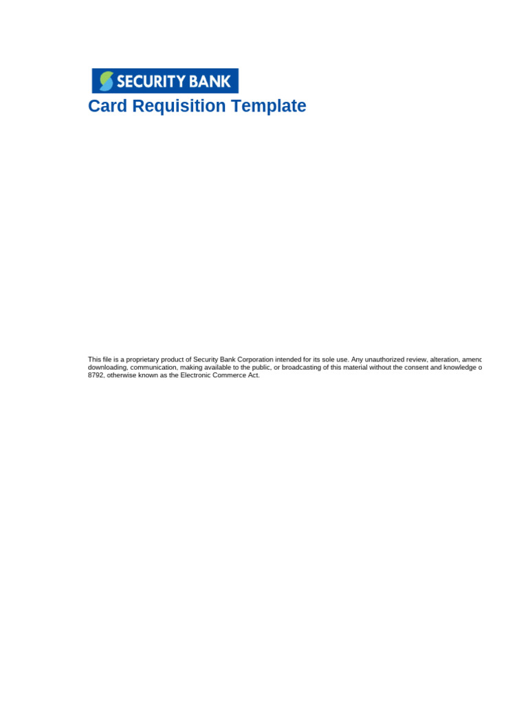 Security Bank Card Requisition Form | PDF | Computing