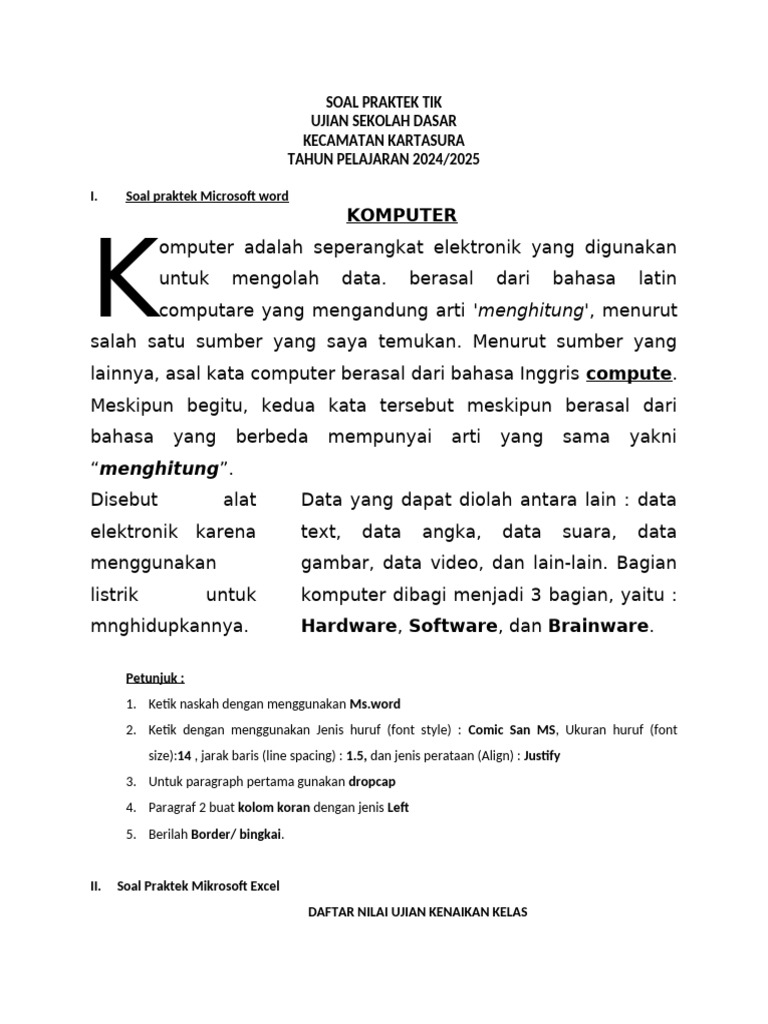 SOAL-PRAKTEK-TIK--2025 | PDF