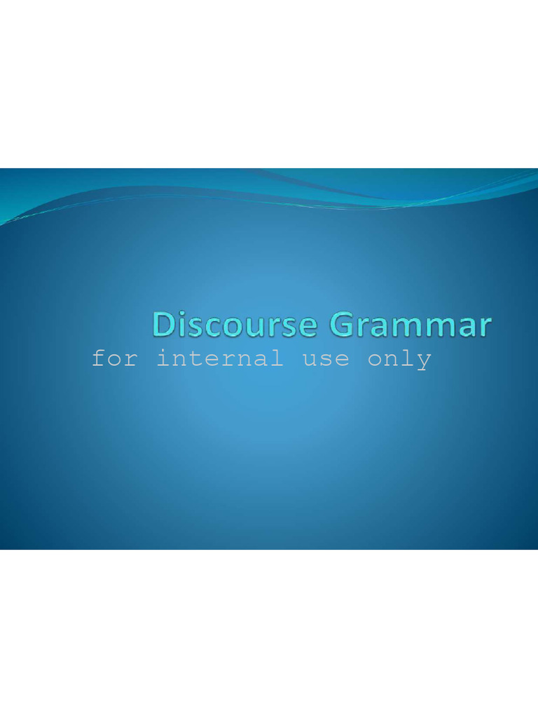 6 - Discourse and Grammar - SVWM | PDF