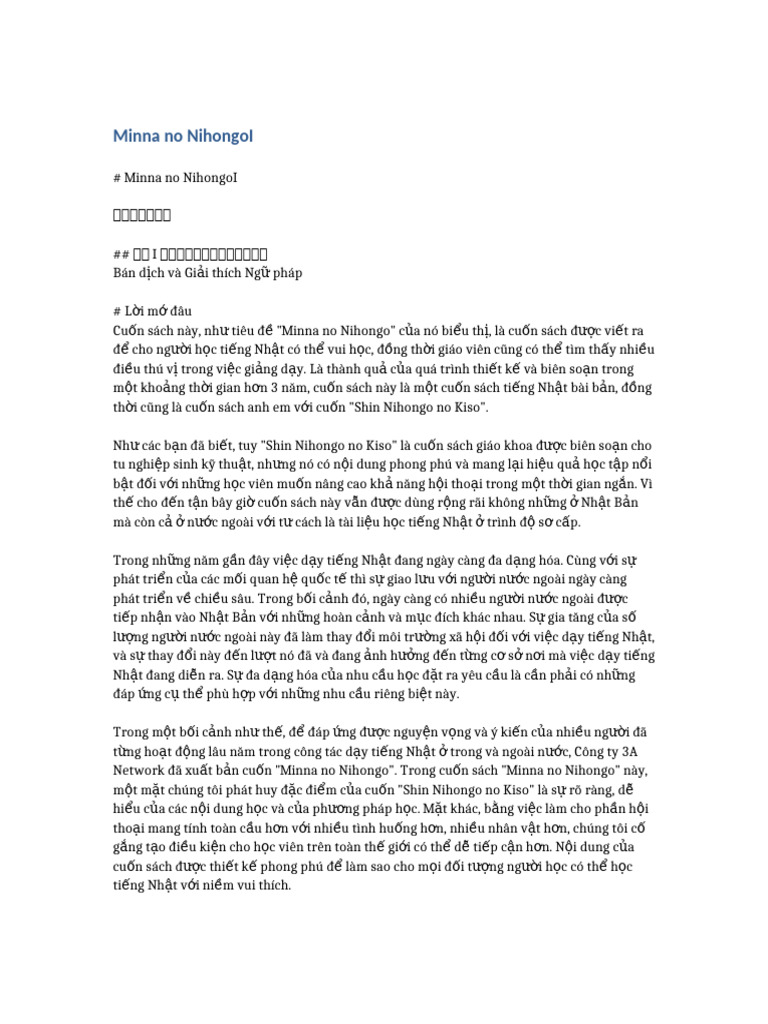 Minna No Nihongo Translation | PDF