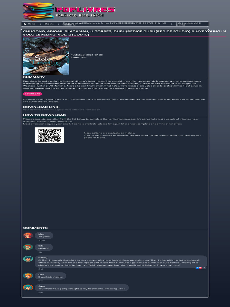 PDFLIVRES Download Chugong, Abigail Blackman, J. Torres, DUBU (REDICE DUBU (REDICE STUDIO) & HYE ...