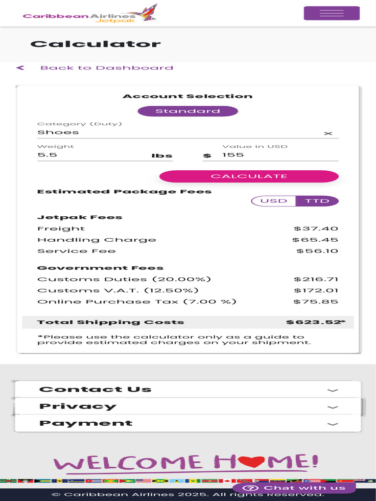 Jetpak Shipping Cost Calculator | PDF