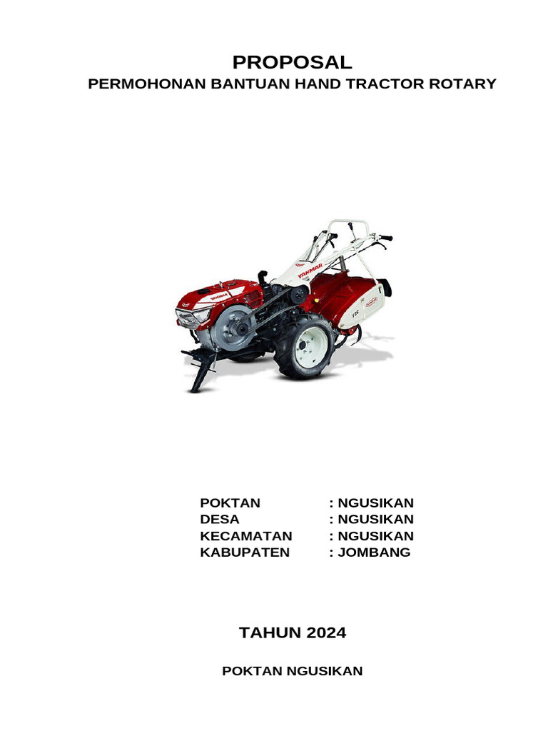 Proposal Hand Traktor Rotari Poktan NGUSIKAN 2024 | PDF