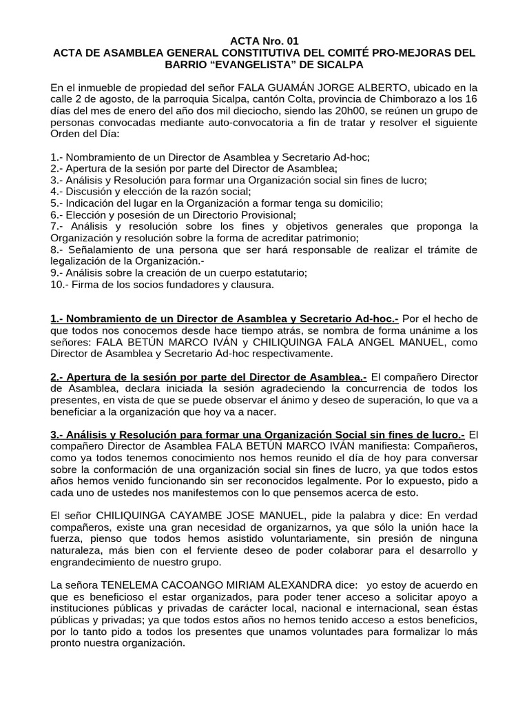 Acta Constitutiva Corregida | PDF | Regulación | Debido al proceso