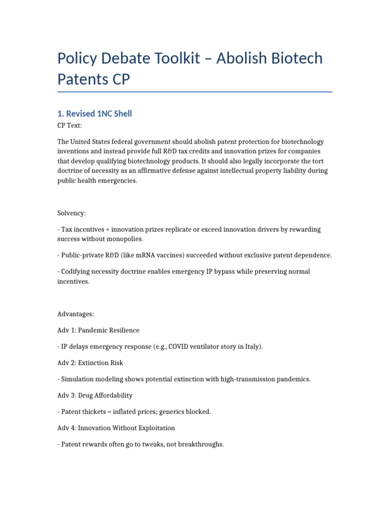 Biotech Patent CP Toolkit | PDF | Patent | Innovation