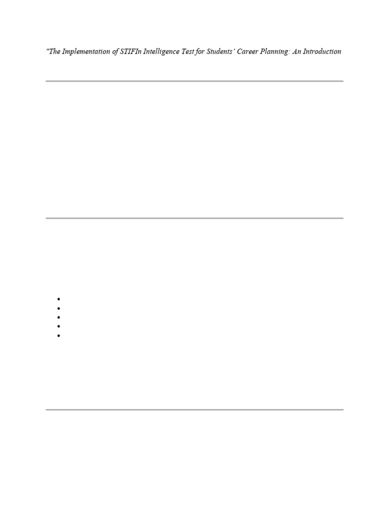 The Implementation of STIFIn Intelligence Test for Students | PDF
