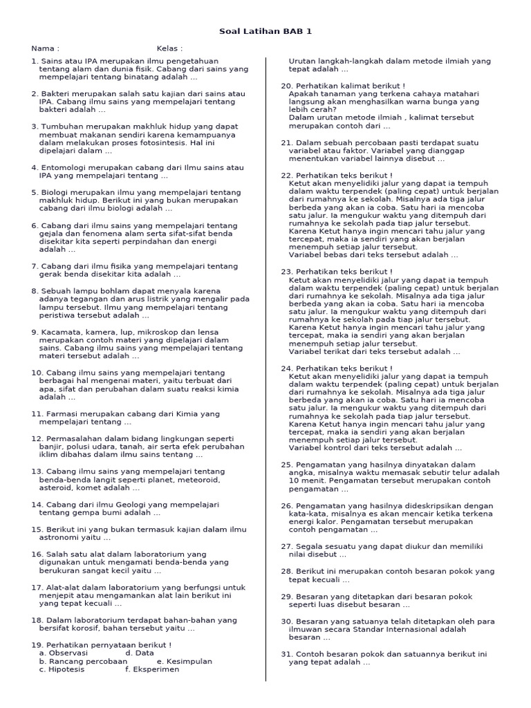 Soal Latihan BAB 1 | PDF