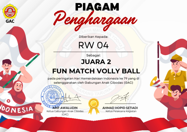 Penghargaan: Juara 2 Fun Match Volly Ball | PDF