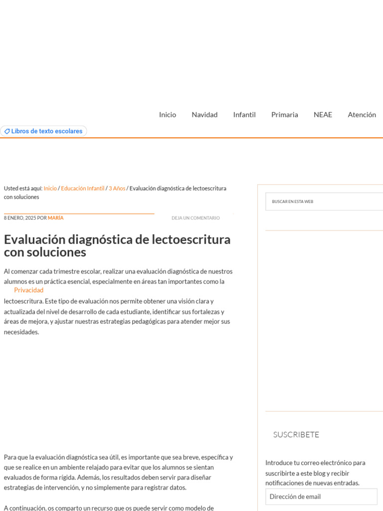 Evaluación diagnóstica de lectoescritura con soluciones | PDF ...