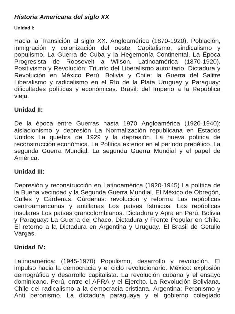Historia Americana Del Siglo XX | PDF