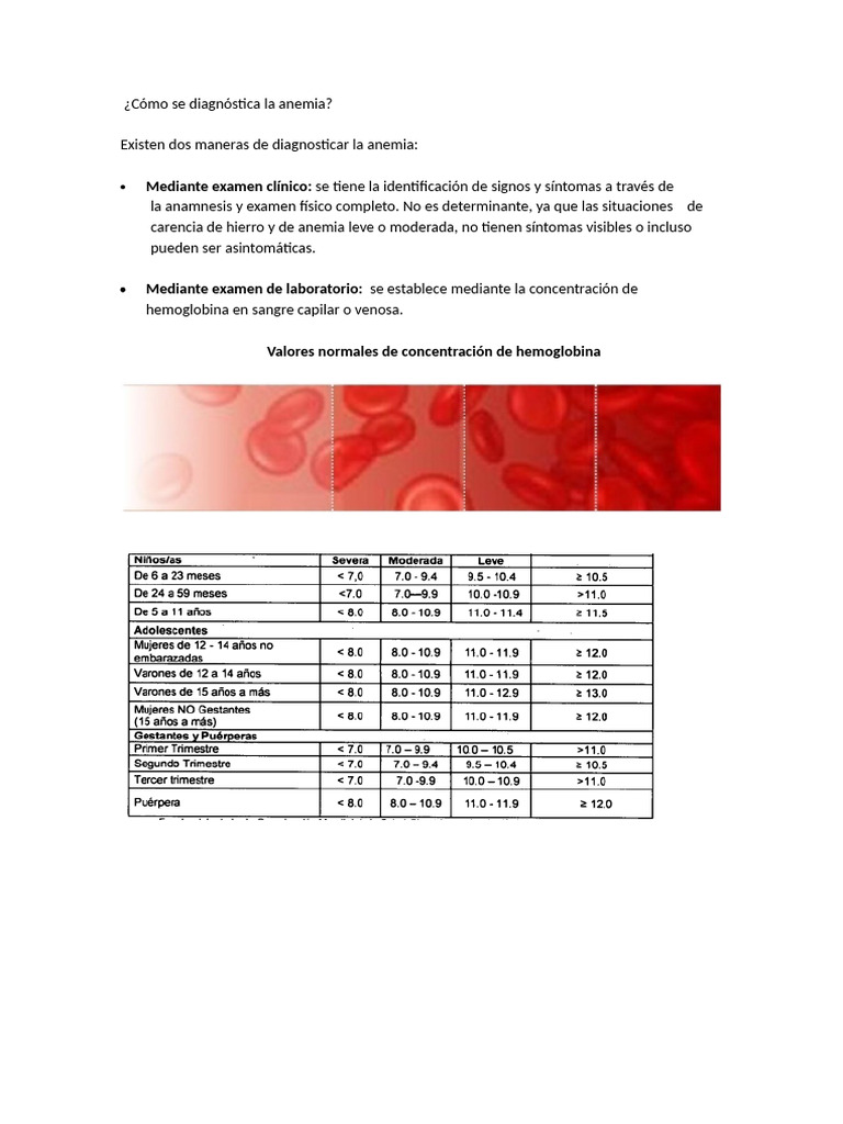 Diagnóstico de la Anemia: Métodos Clave | PDF