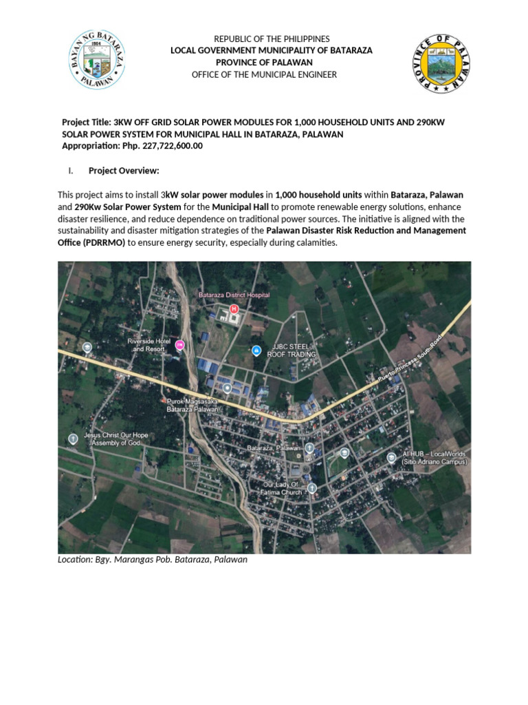 Bataraza Solar Power Project Overview | PDF | Solar Power ...