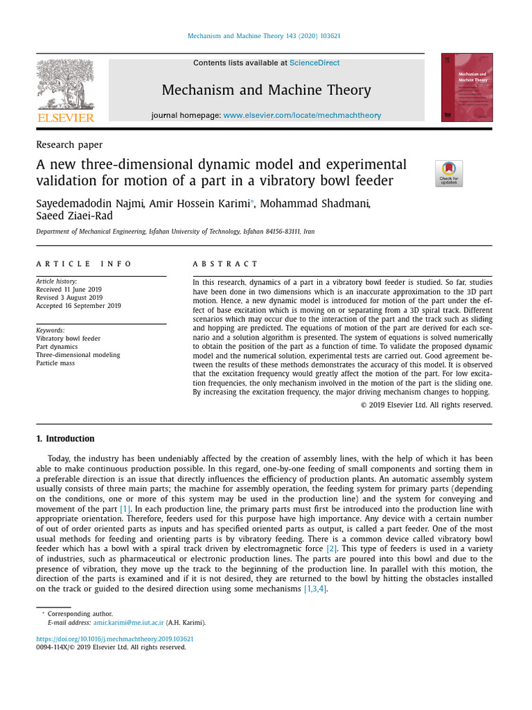 A New Three Dimensional Dynamic Model And Experimental Validation For