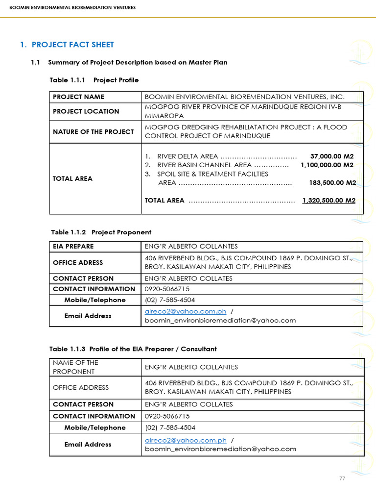 Excutive Summary Dredging Restoration of Mogpog River Project | PDF | Dredging | Water Quality