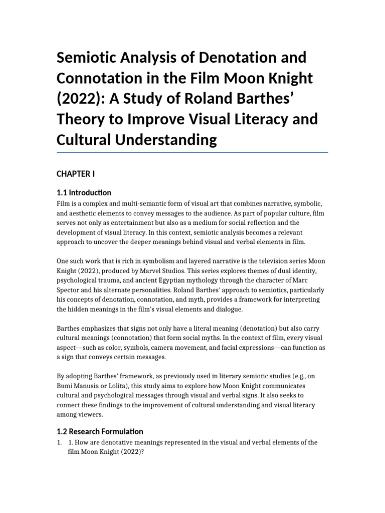 Semiotic Analysis Moon Knight Final With Links | PDF | Semiotics ...