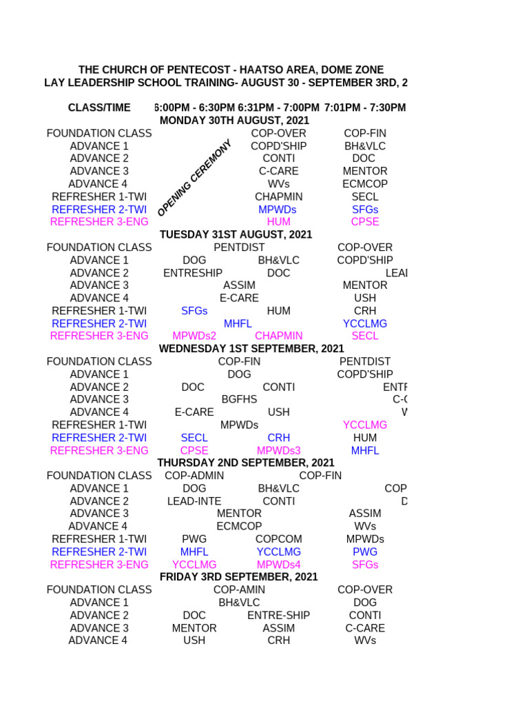 Lay Leadership Timetable | PDF | Religious Faiths | Theology