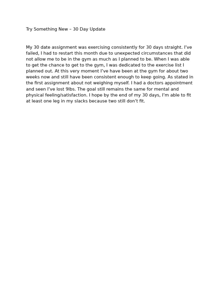 30-Day Fitness Journey Update | PDF