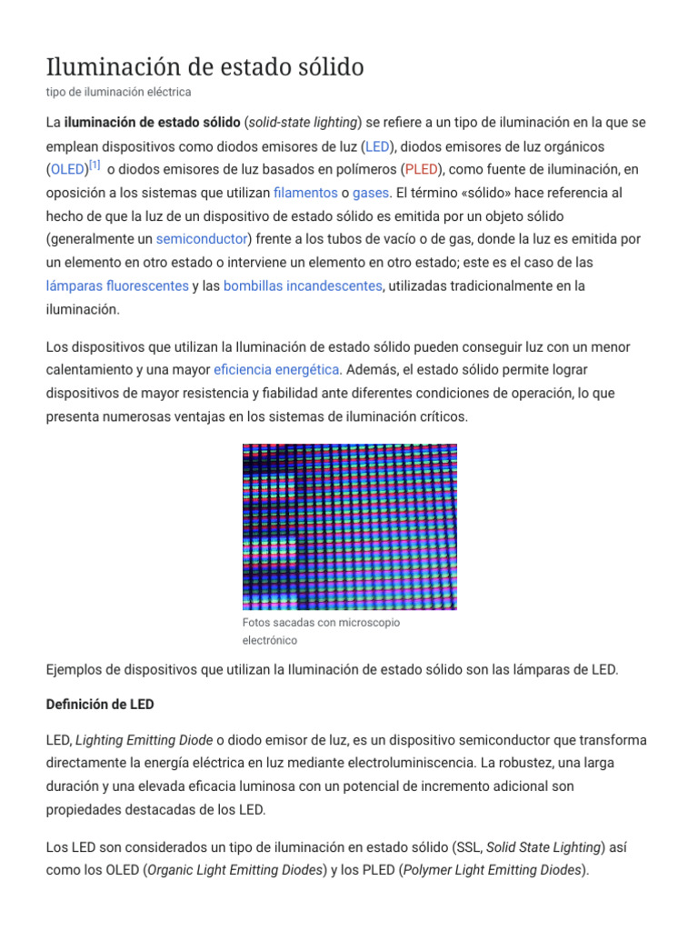 Iluminación de Estado Sólido - Wikipedia, La Enciclopedia Libre | PDF ...