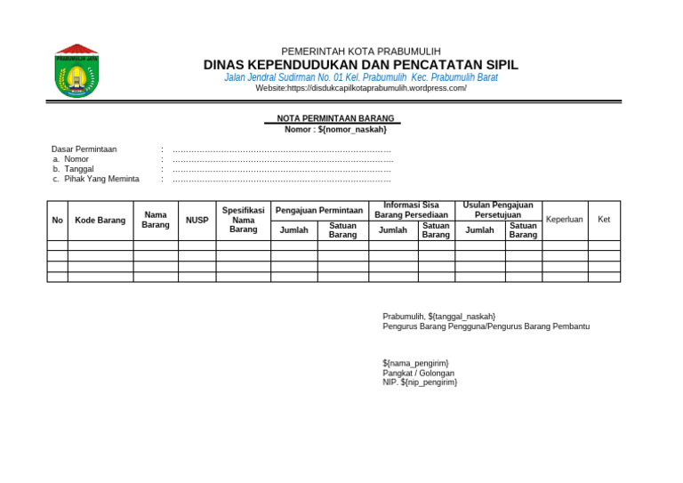 20240806083421surat Permintaan Barang BMD (SPB Kop Perangkat Daerah) | PDF