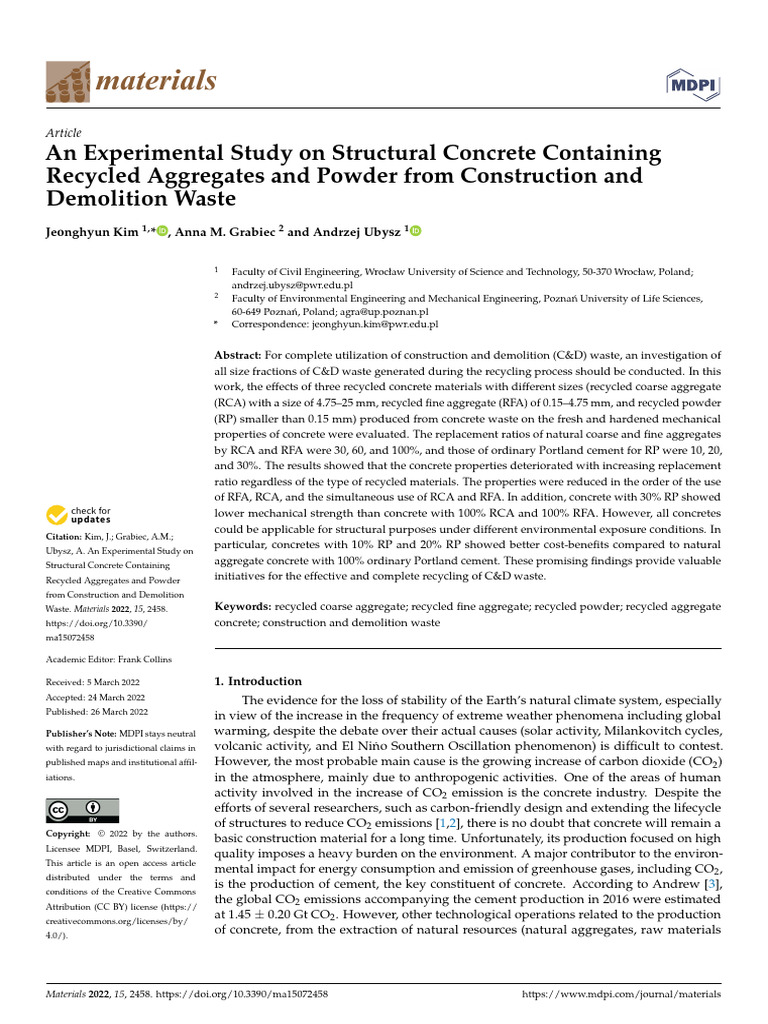 An Experimental Study On Structural Concrete Containing 3kdt1ghc | PDF ...